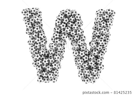 Letter W from soccer balls or football balls,... - Stock Illustration ...