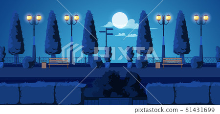 Night Park Lane Illustration - Stock Illustration [81431699] - PIXTA