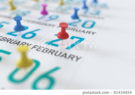 February 27 date and push pin on a calendar, 3D... - Stock Illustration ...