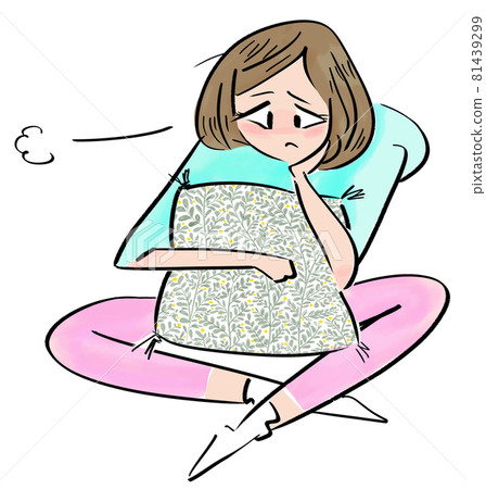 Illustration of a woman sighing - Stock Illustration [81439299] - PIXTA