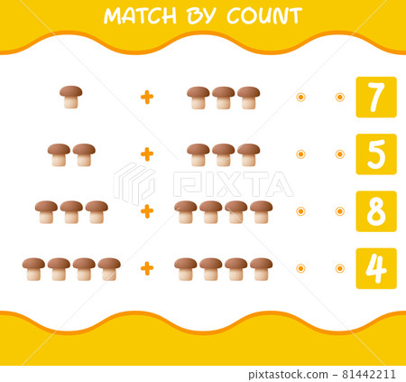 Match by count of cartoon mushroom. Match and... - Stock Illustration ...