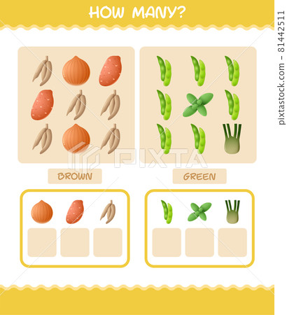 How many cartoon vegetables. Counting game.... - Stock Illustration ...