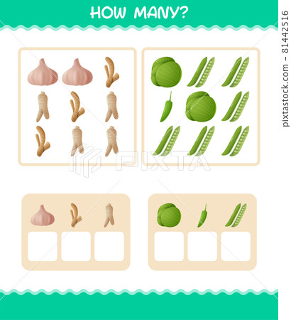 How many cartoon vegetables. Counting game.... - Stock Illustration ...