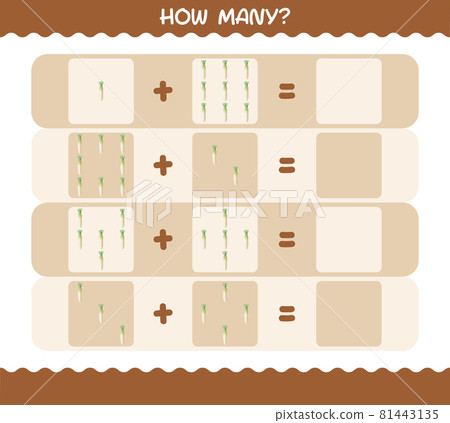 How many cartoon daikon. Counting game.... - Stock Illustration ...