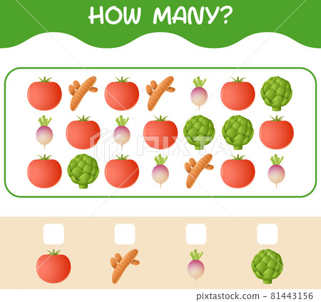 How many cartoon vegetables. Counting game.... - Stock Illustration ...