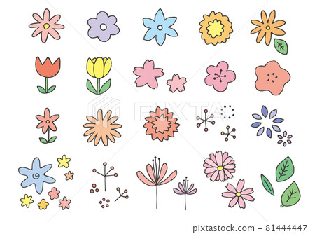 Set of hand-drawn flower illustrations (color) - Stock Illustration ...