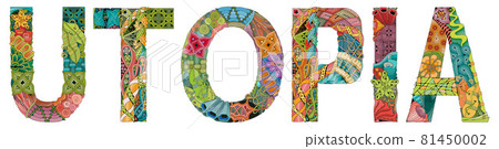 Word UTOPIA. Vector zentangle object for... - Stock Illustration ...