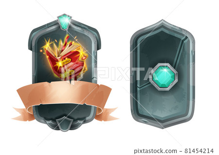 Stone game card design background, UI vector... - Stock Illustration ...