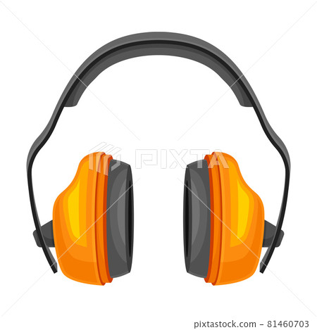 Orange Earmuffs or Ear Defenders as Safety... - Stock Illustration ...