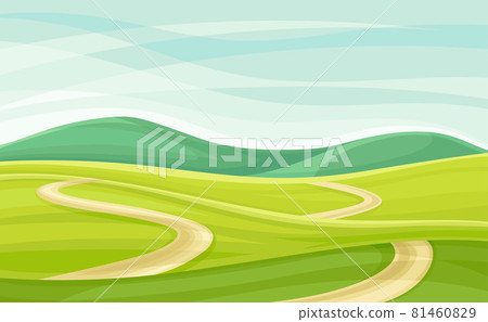 Wandering Road Going into the Distance Through... - Stock Illustration ...