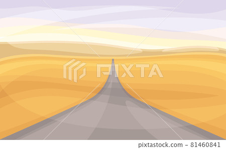 Straight Road Going into the Distance and Sandy... - Stock Illustration ...