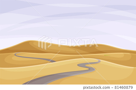 Winding Road Going into the Distance and Sandy... - Stock Illustration ...