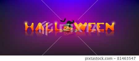Halloween message, pumpkin and bat banner...-插圖素材 [81463547] - PIXTA圖庫