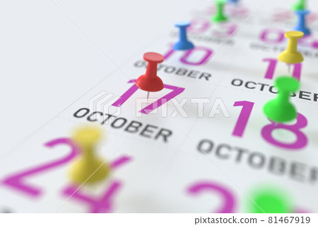 October 17 date after torn page of a paper...-插圖素材 [81467919] - PIXTA圖庫