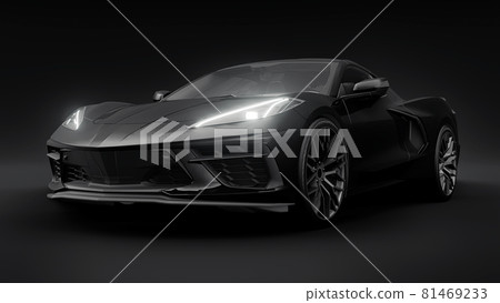 Super sports car on a black background.. 3d...-插圖素材 [81469233] - PIXTA圖庫