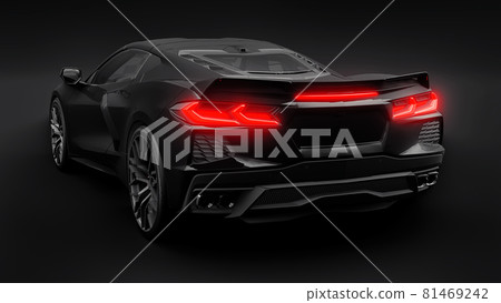 Super sports car on a black background.. 3d...-插圖素材 [81469242] - PIXTA圖庫