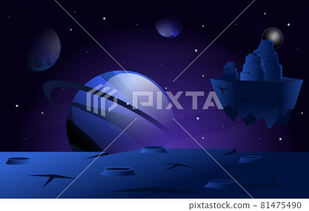 Flying Floating Rock Stone Planet Star Space... - Stock Illustration ...