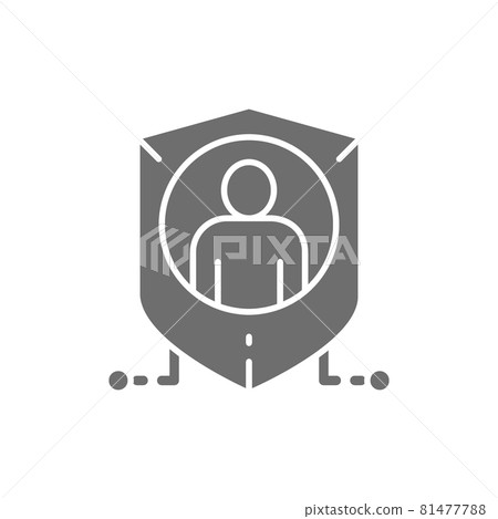 Shield with person, personal protection,... - Stock Illustration ...