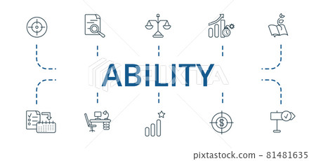 Ability icon set. Contains editable icons theme... - Stock Illustration ...