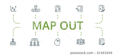 Map Out icon set. Contains editable icons theme... - Stock Illustration ...