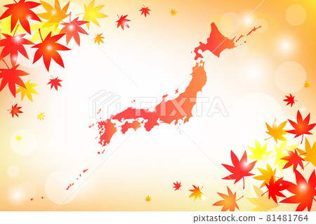 Japanese map, autumn domestic trip, autumn... - Stock Illustration ...