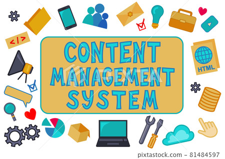 Colorful cartoon control management system... - Stock Illustration ...