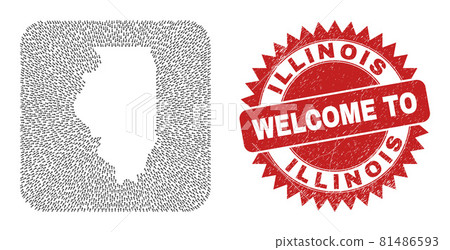 Welcome Watermark Stamp Seal and Illinois State... - Stock Illustration ...