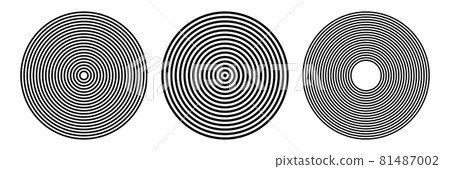 Concentric rings patterns. Set of circle design...-插圖素材 [81487002 ...