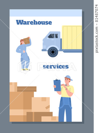 Warehouse services advertising banner or poster... - Stock Illustration ...