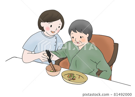 Meal rehabilitation using chopsticks, an... - Stock Illustration ...