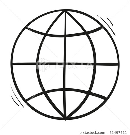 hand drawn world icon in doodle style isolated - Stock Illustration ...