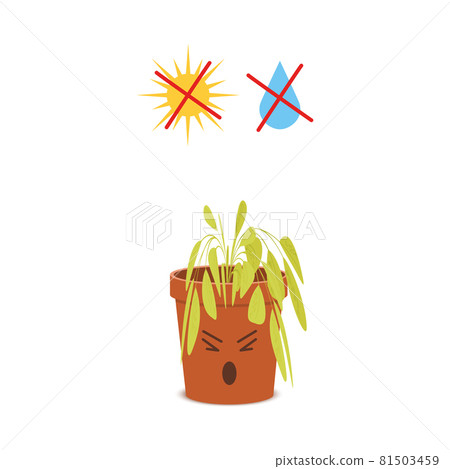 Sad potted plant character with crossed out... - Stock Illustration ...