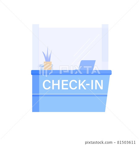 Flat cartoon airport check in counter,tourism... - Stock Illustration ...