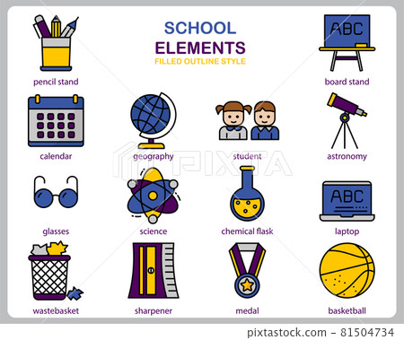 school; elements; graphic; icon; set; website;... - Stock Illustration ...