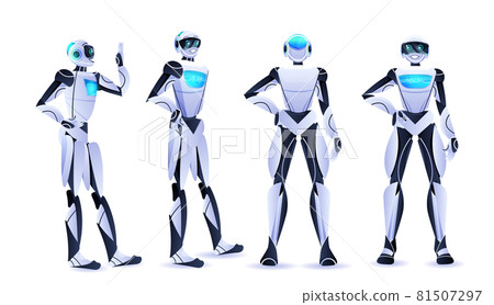 set robot standing in different poses modern...-插圖素材 [81507297] - PIXTA圖庫