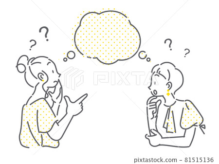 Two women chatting Simple and stylish line... - Stock Illustration ...