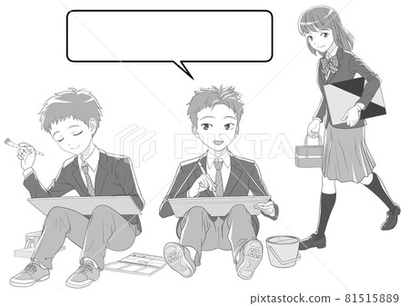 Illustration cut for junior high school... - Stock Illustration ...