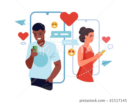 Online dating service. Phone matchmaking app,... - Stock Illustration ...
