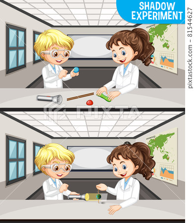 Shadow experiment with scientist kids cartoon... - Stock Illustration ...