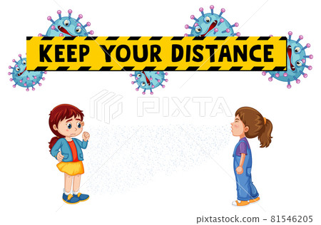 Keep your distance font in cartoon style with - Stock Illustration ...
