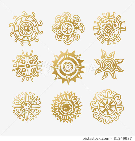 Sun icon set. Yellow sun star icons collection. - Stock Illustration ...