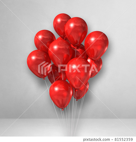 Red balloons bunch on a white wall background - Stock Illustration ...