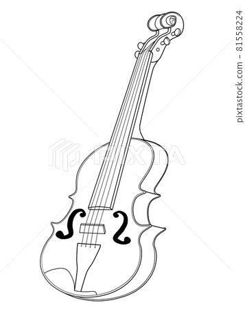 Diagonal violin line drawing illustration material - Stock Illustration ...