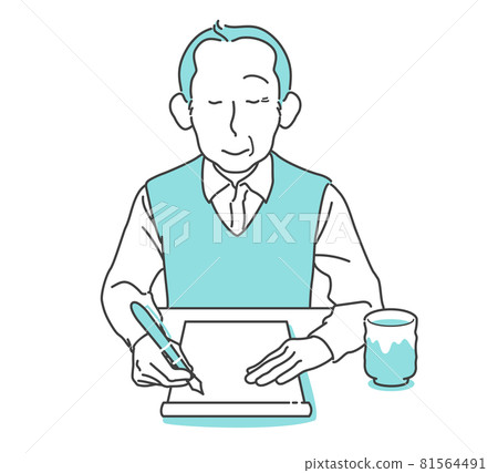 Grandpa writing letters and wills - Stock Illustration [81564491] - PIXTA