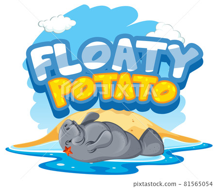 Floaty Potato font banner with Manatee or Sea... - Stock Illustration ...