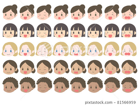 Facial expression icon set of various... - Stock Illustration [81566959 ...