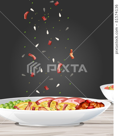 Falling seasonings on to the dish - Stock Illustration [81574136] - PIXTA