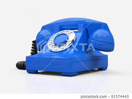 Old blue dial telephone on a white background.... - Stock Illustration ...