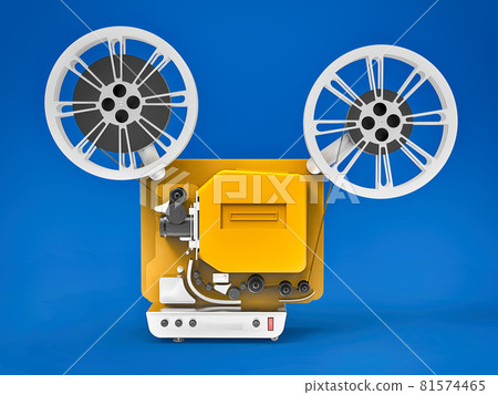 Yellow 3d cinema film projector isolated on... - Stock Illustration ...