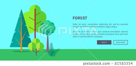 Forest Vector Web Banner with Trees and Bushes - Stock Illustration ...